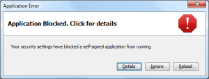 Java application: Your security settings have blocked a self-signed ...