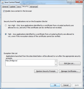Java application: Your security settings have blocked a self-signed ...